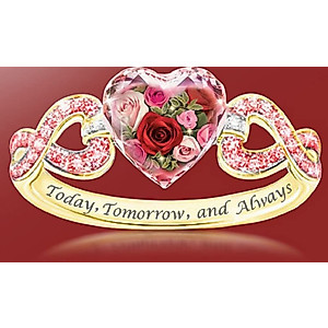 Awmnjtmgpw 18K Rose Gold Pink Gem Diamond Set Cubic Zircon Diamond Ring Rose Heart-Shaped Wreath Engagement Ring Valentine's Day Gift Women's Precious Jewelry Size 6-10 (Size 9)