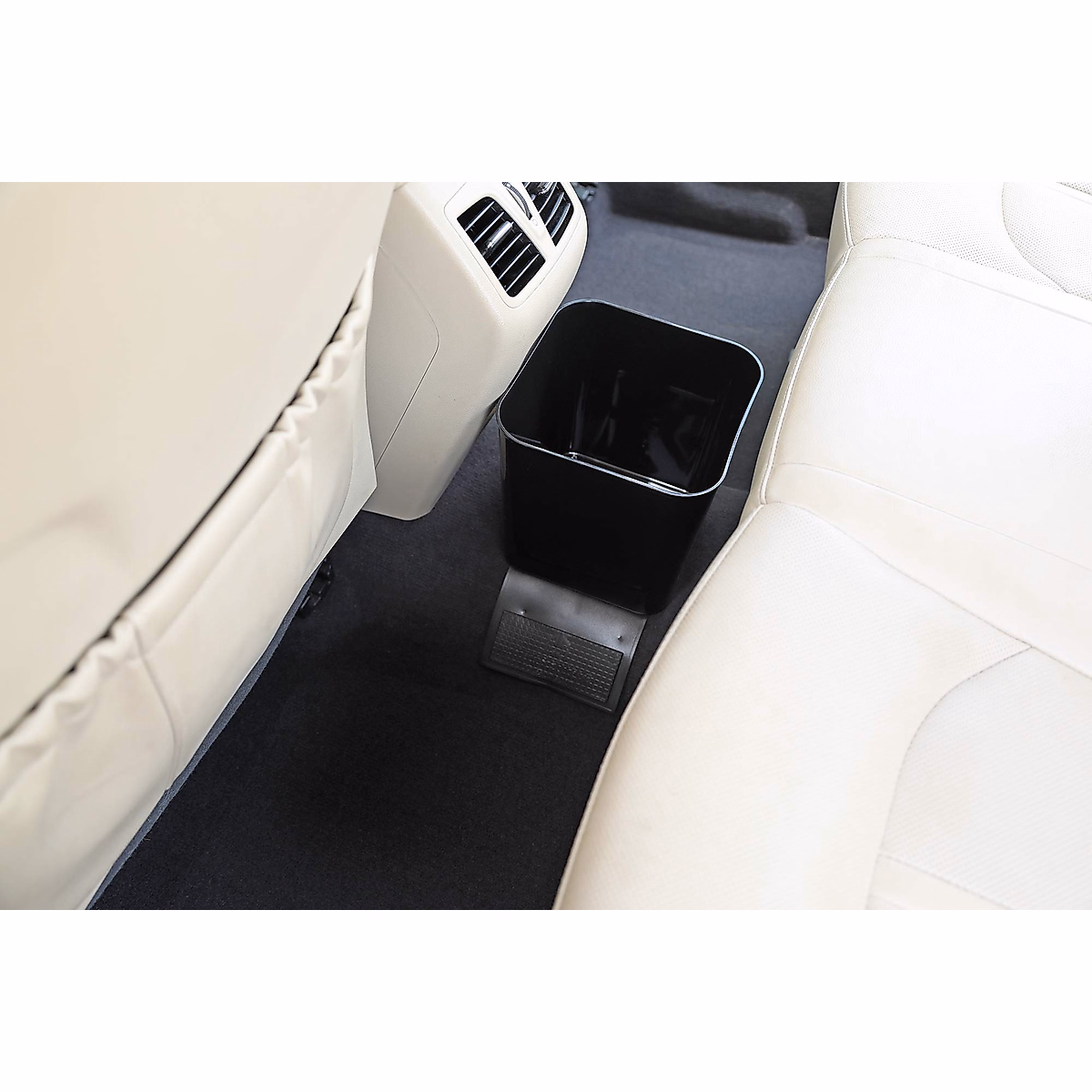 HAUSSIMPLE Car Trash Can Waterproof Plastic Garbage Bin Litter Waste Basket Auto Interior Organizer 1.4 Gallon with No Tip Stability Flap Pack of 2 (Black)