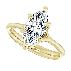 925 Silver,10K/14K/18K Solid Yellow Gold Handmade Engagement Ring 2.50 CT Marquise Cut Moissanite Diamond Solitaire Wedding/Gorgeous Gift for/Her Wife Ring