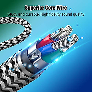 Replacement for Astro A40 Cord, A10 Headset Cable Braided Wire, 6.5 Feet/2.0 M Volume Control Cable Compatible with Astro A40TR/A40/A10 Gaming Headsets Cord (Black and White)