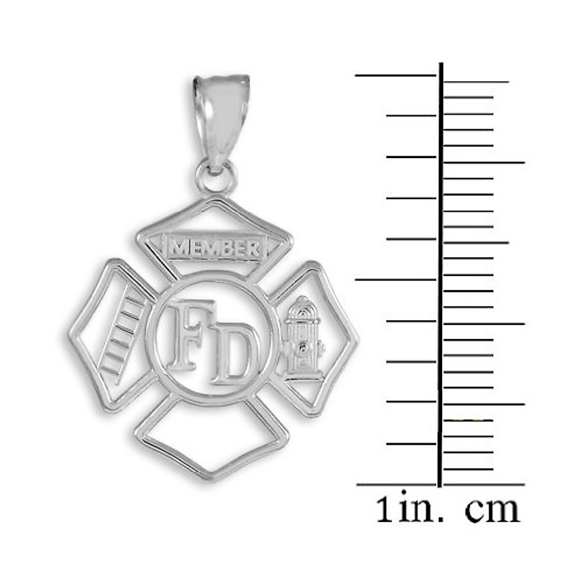 Silver FD Open Badge Firefighter Pendant