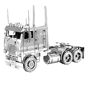 Fascinations Metal Earth 3D Metal Model Kits Freightliner Set of 4 - Long Nose Truck - COE Truck - Dump Truck - Snow Plow