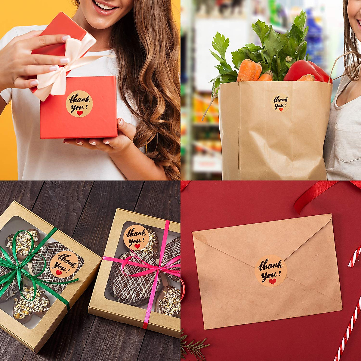 JIANYI Thank You Stickers, 1.5 Inch Thank You Stickers for Packaging, Decorative Kraft Sealing Stickers Labels for Business, Gifts, Envelope, 500 Labels Per Roll (Black)