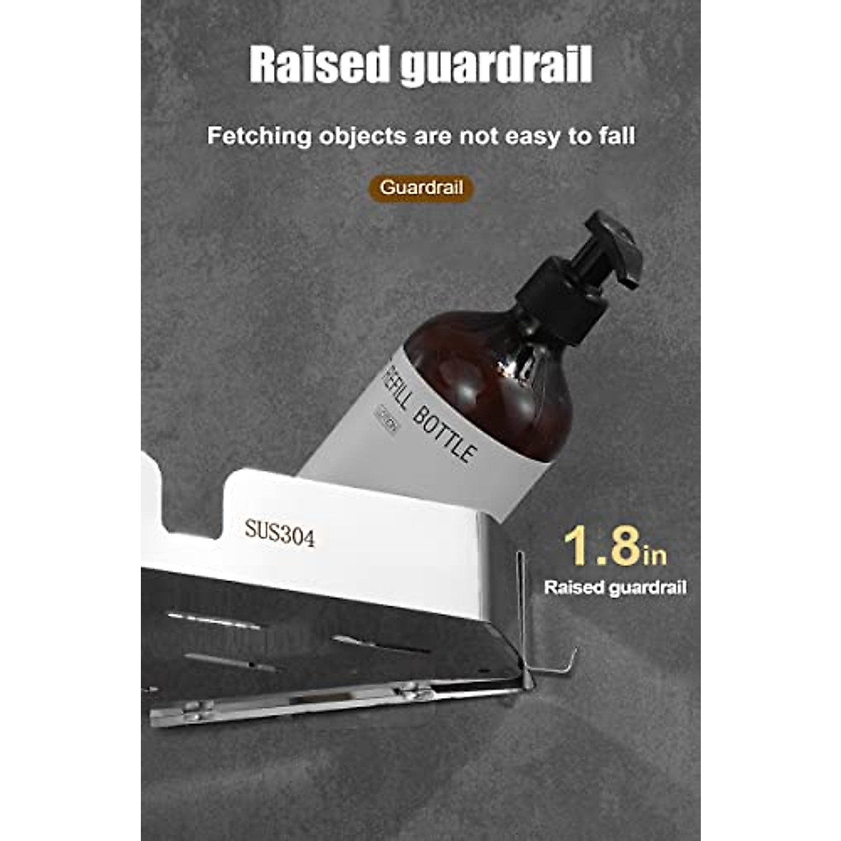 GEINIFAFA Adhesive Corner Shelf Bathroom Shower Caddy, SUS304 Stainless Steel, 2 Tier Nail-Free Wall-Mounted Bathroom Shelves ( Silver )