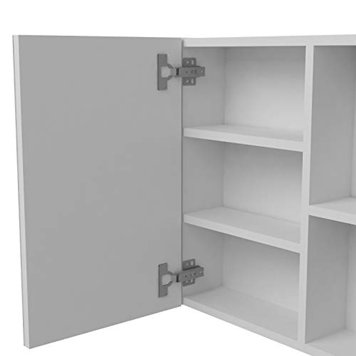 Tuhome Labelle Medicine Cabinet with Mirror Door, Open & Closed Shelving, White