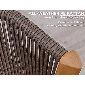 PURPLE LEAF 7 Pieces Outdoor Dining Set All-Weather Wicker Outdoor Patio Furniture with Table All Aluminum Frame for Lawn Garden Backyard Deck Patio Dining Set with Cushions, Brown