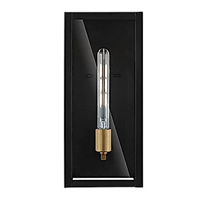 JONATHAN Y JYL7602A Berlin 7" 1-Light Outdoor Iron Glass Modern Industrial LED Wall Sconce French Country Rustic Transitional Garage Patio Porch Doorway Entryway, Black