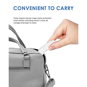 Aquior Shower Cap Disposable, 50 PCS Bath Caps Larger Thick Clear Waterproof Plastic Elastic Hair Bath Caps for Women, Hotel Travel Essentials Accessories Deep Conditioning Hair Care Cleaning Supplies