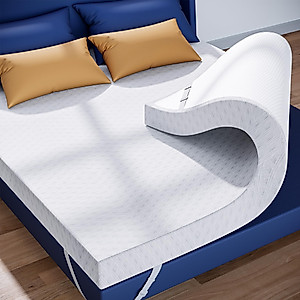 RISAR Memory Foam Mattress Topper Queen Size Bed Topper Queen 3’’ Inch High Density Mattress Cooling Gel Thick Topper for Back Pain Relief Best Soft Bed with Cover Top Mattress (60x80 Inch)