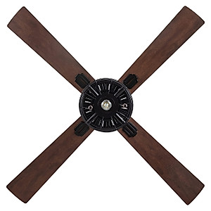 RIVER OF GOODS Industrial LED Ceiling Fan - 52" L x 52" W - Caged Ceiling Fan with Lights - Rich Barnwood/Black Fan Blades
