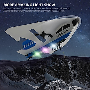 QI XING QX 2 CH Remote Control Airplane, 2.4Gh RC Airplane with Light Strip, RC Plane Ready to Fly, Easy to Fly RC Plane for Kids & Beginner,2023 You can Fly Any time Any Place (Blue)