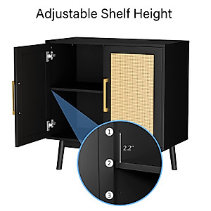 JOZZBY Set of 2 Rattan Cabinet, Sideboard Storage Cabinet 2 Door Accent Cabinet with Adjustable Shelves Buffet Cabinet for Kitchen Living Room Dining Room Entryway