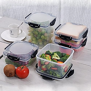 Bellaware 5 PCS Sandwich Containers with Locking Lid, 100% Airtight Kitchen Food Storage Containers Microwave & Dishwasher Safe, BPA-Free Lunch Box for Kids