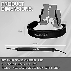 BlueCabi Neoprene Neck Shoulder Strap for Cameras and Binoculars - Comfortable Adjustable Fit for Men and Women with Anti Slip Material - Lightweight Design for Binocular Telescopes, and Rangefinders