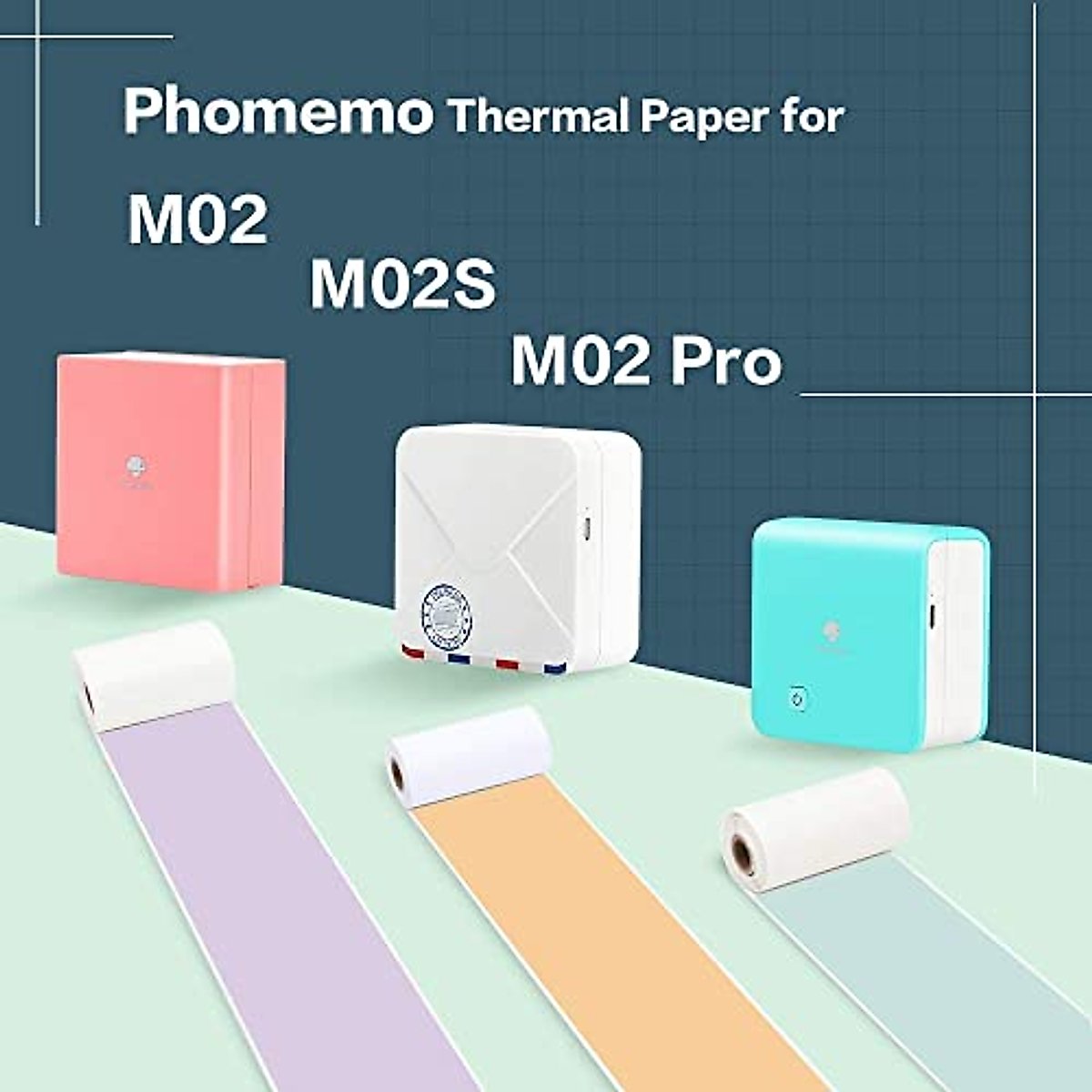 Phomemo M02 Pro Mini Printer- Bluetooth Thermal Photo Printer with 3 Rolls Colorful Sticker Paper, Compatible with iOS + Android for Plan Journal, Study Notes, Art Creation, Work, Gift