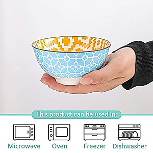 AHX Porcelain Dessert Bowls Cereal bowl - Ceramic Bowl Set of 6 - Colorful Small Bowls for Ice Cream | Soup | Cereal | Rice | Snack | Side Dish | Condiment Microwave and Dishwasher Safe -4.75 Inch