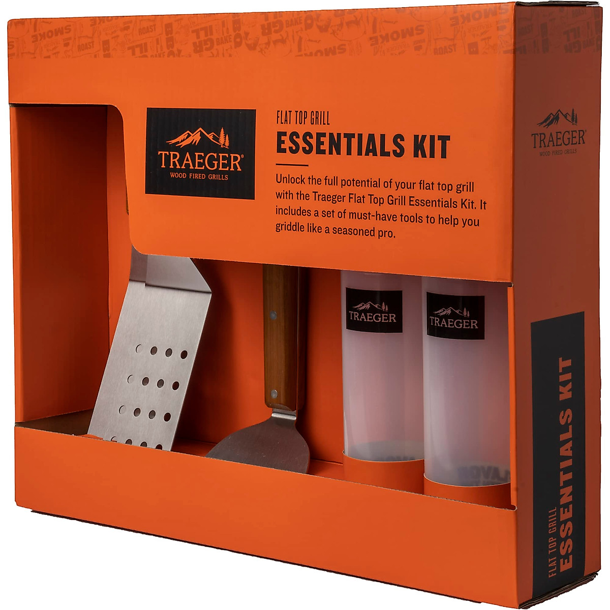 Traeger Grills BAC733 Flat Top Griddle Essentials Kit, Two Spatulas, Scraper, Squeeze Bottles Grill Accessory
