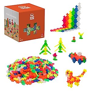 PLUS PLUS - Open Play Set - 600 Piece - Neon Color Mix, Construction Building Stem Toy, Interlocking Mini Puzzle Blocks for Kids