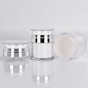 GSHLLO 3 Pcs 15g Airless Pump Jars Empty Cosmetic Jars Makeup Lotions Creams Travel Container Refillable Vacuum Bottles Portable Lotion Dispenser