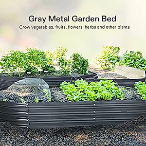 VIVOSUN 7 ft. Galvanized Raised Garden Bed, Oval Wave-Shaped Metal Planter Box to Grow Flowers, Vegetables and Herbs for Outdoor Gardening, Gray