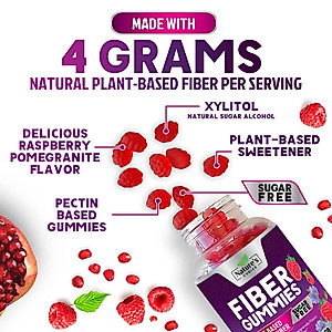 Sugar Free Fiber Gummies for Adults, Daily Prebiotic Fiber Supplement & Digestive Health Support - Supports Regularity & Digestive Health, Nature's Plant Based, Non-GMO, Berry Flavor - 120 Gummies