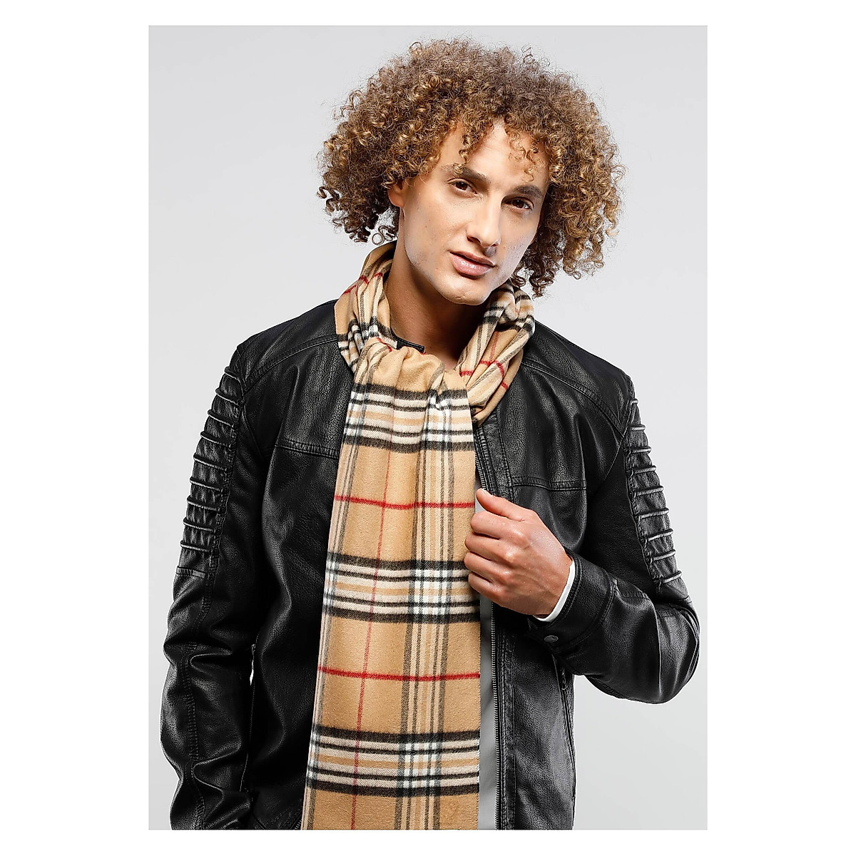 Fraas Cashmink Scarf for Men & Women - Plaid or Solid Color - Warm & Softer than cashmere - Made in Germany - 12x71in