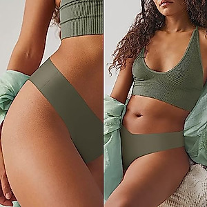 LEVAO 7 Pack Seamless Underwear for Women No Show Bikini Panties Invisible V-shaped Waistband Hipster Cheeky Underwear S-XL