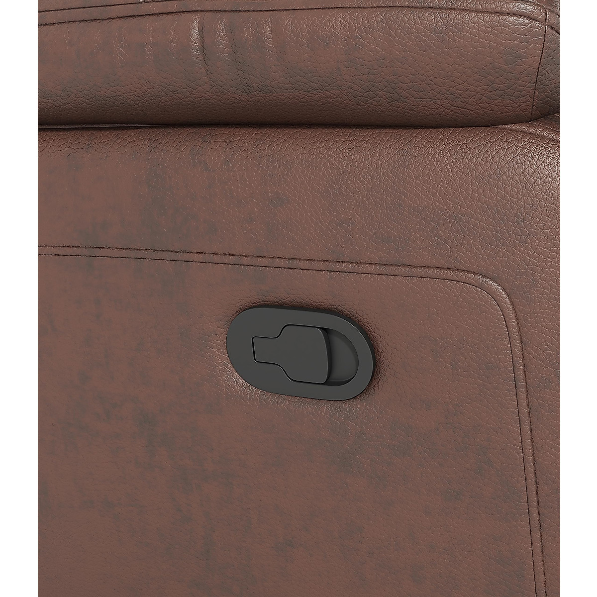 Gahowlen Genuine Leather Manual Reclining Sofa, 3-Seater Couch with Drop Down Table, Cup Holders & Magazine Bag, 3-Seat Dual Recliner Chair for Living Room Home Theater Office, Brown