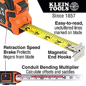 Klein Tools Tape Measure 30-Foot Magnetic Double-Hook (86230)