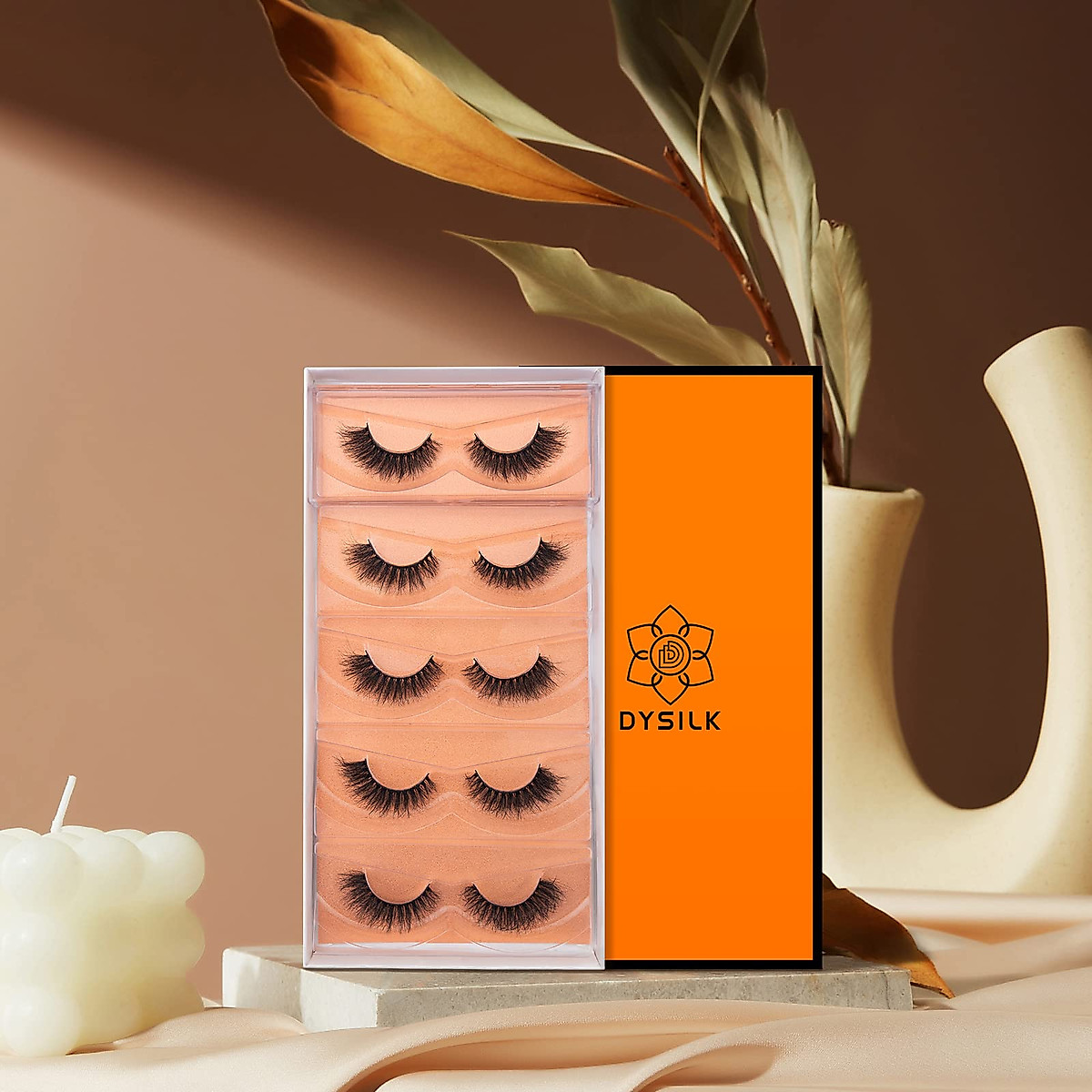 DYSILK Cat Eye Lashes False Eyelashes - Mink Lashes 5 Pairs 6D Lash Extension Kit Fluffy Lashes Fake Eyelashes Natural False Lashes Reusable Mink Lashes | Cat-Eye 8-15mm