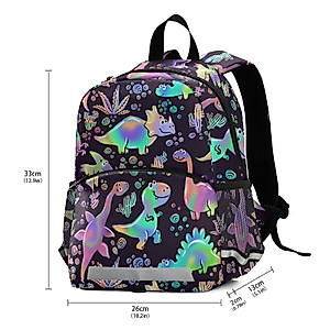 senya Rainbow Dinosaurs Toddler Backpack for Kids Boy Girls Age 3-6, Preschool Mini Backpack with Leash