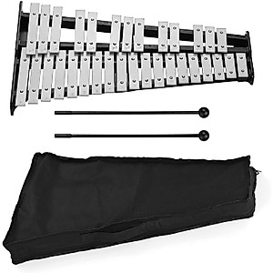Habisder 32 Note Glockenspiel Xylophone Percussion Kit with Height Adjustable Stand, Drumsticks and Carry Bag
