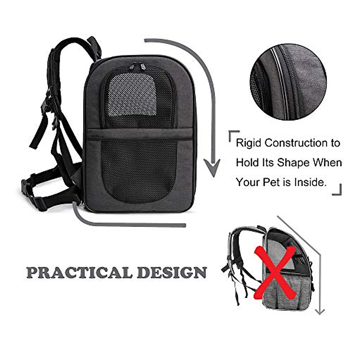 Apollo Walker Pet Carrier Backpack for Large/Small Cats and Dogs, Puppies, Safety Features and Cushion Back Support for Travel, Hiking, Outdoor Use (Black)