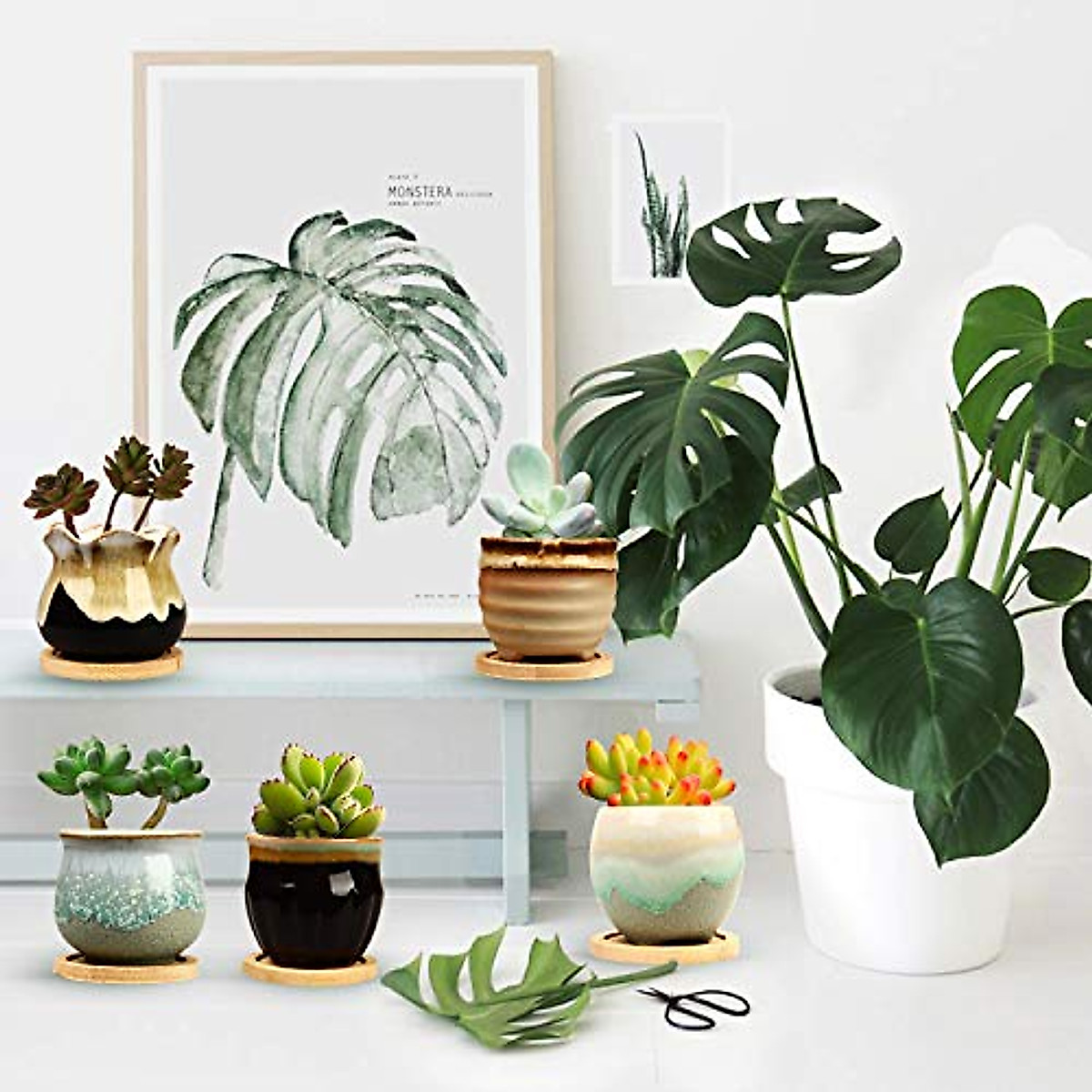 Brajttt 2.5 Inch Succulent Pot with Drainage,Planting/ Flower Pots,Small Planter for Mini Plant Ceramic Flowing Glaze Base Serial Set with Holes