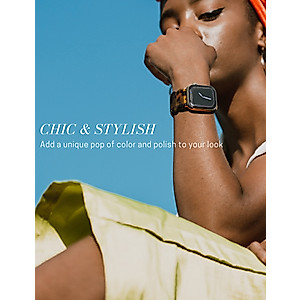 Heesch Tortoise Shell Watch Band for Apple 40mm for Women Resin Stretchy Watch Strap Bracelet for Apple Watch Series 7 Band for iWatch Wristbands 38mm