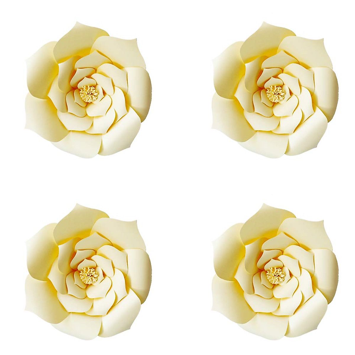 YLY's love 3D Paper Flower Decorations Giant Paper Flowers Party DIY Handcrafted Paper Flowers for Wedding Backdrop Bridal Shower Baby Shower Nursery Wall Home Decor (Beige, 4pcs-8in)