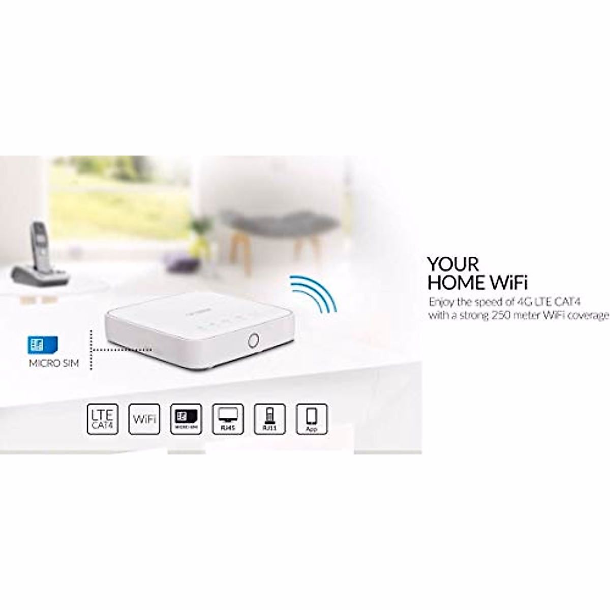 Router Alcatel Link Hub 4G LTE Unlocked Worldwide HH41NH Multibam 150 Mbps Wi-Fi (4G LTE USA Latin Caribbean Euro Asia Africa) + RJ45 Up to 32 Users HH41NH-2BTGMXA-1