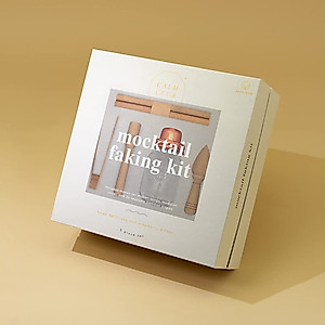 Calm Club | Cocktail Shaker Kit/Mocktail | Cocktail Mixer Set for Your Bar Cart | Outdoor & Home Bar Accessories | Includes Mixology Book, Mason Jar Shaker, Muddler, Juicer & Tongs | Alcohol Gifts