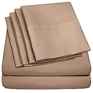 Twin XL Size Bed Sheets - 4 Piece 1500 Supreme Collection Fine Brushed Microfiber Deep Pocket Twin X-Large Sheet Set Bedding - 1 EXTRA PILLOW CASES, GREAT VALUE, Twin XL, Taupe