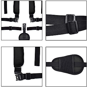 Kissral Universal 5 Point Harness Straps, Adjustable Baby Safety Strap Belt with Shoulder Pads and Guarding Pad, Harness Straps for High Chair/Pushchair/Stroller/Pram/Buggy (Black)