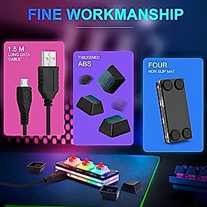 Ecarke Black USB Mini 3-Key Gaming keypad Cherry Shaft OSU Keypad Hotswap One Handed Mechanical Gaming Keyboard Programming Macro RGB Backlit OSU HID Standard Keyboard