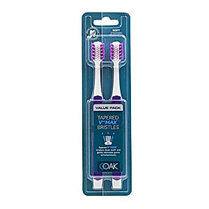 Ooak Toothbrush, Tapered V++Max Soft Bristles, 2 Pack - Violet