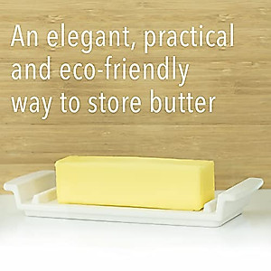 Bamboo Butter Dish with Lid for Countertop or Refrigerator Storage - Butter Stick Holder to Leave On Counter - Single Butter Stick Butter Tray Keeper for Kitchen & Fridge