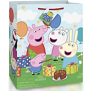 Unique Peppa Pig Large Plastic Gift Bag - (1 Count) | Durable & Reusable, Perfect for Parties & Celebrations