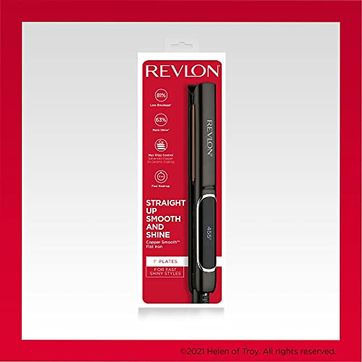 Revlon Copper Smooth Hair Flat Iron | Frizz Control for Fast and Shiny Styles, (1 in)