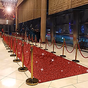EZLucky Glitter Red Carpet Runner for Party, 2.46X15 ft, 200 GSM Glitter Non-Woven Fabric, Hollywood Red Carpet for Event, Aisle Runner for Wedding Ceremony, Movie Theme Party Decorations