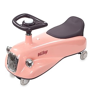 Nuby Twist N Ride Classic Ride on Cars - Riding Toys with Realistic Working Front & Back Lights - Fun Light Up Car Scooter with Music - Toys for 3 Years and Up - Aqua & Red Toy Scooter Car, Large