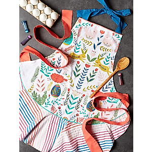 DII Spring Kitchen Collection Adjustable Woman's Apron with Pockets & Extra Long Ties, One Size, Easter Folk