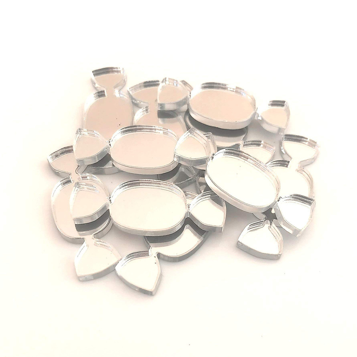 Super Cool Creations Sweets Shaped Crafting Mirrors, Set of 10, Many Colours, Shatterproof Acrylic, Silver Mirror, Pack of 10 x 5cm