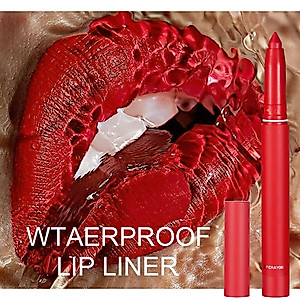 KIMIEYE 6pcs Lip Liner Pencil Set, Superstay Retractable Lip Crayon, Long Lasting Waterproof Nude to Red Velvety Matte Finish Lipstick Lip Makeup Set for Women, Include Built-Sharpener (SET B)